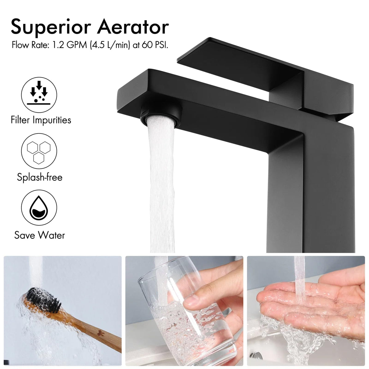 BriGenius Single Hole Basin Faucet (Metallic Matte Black), Premium Bas ...